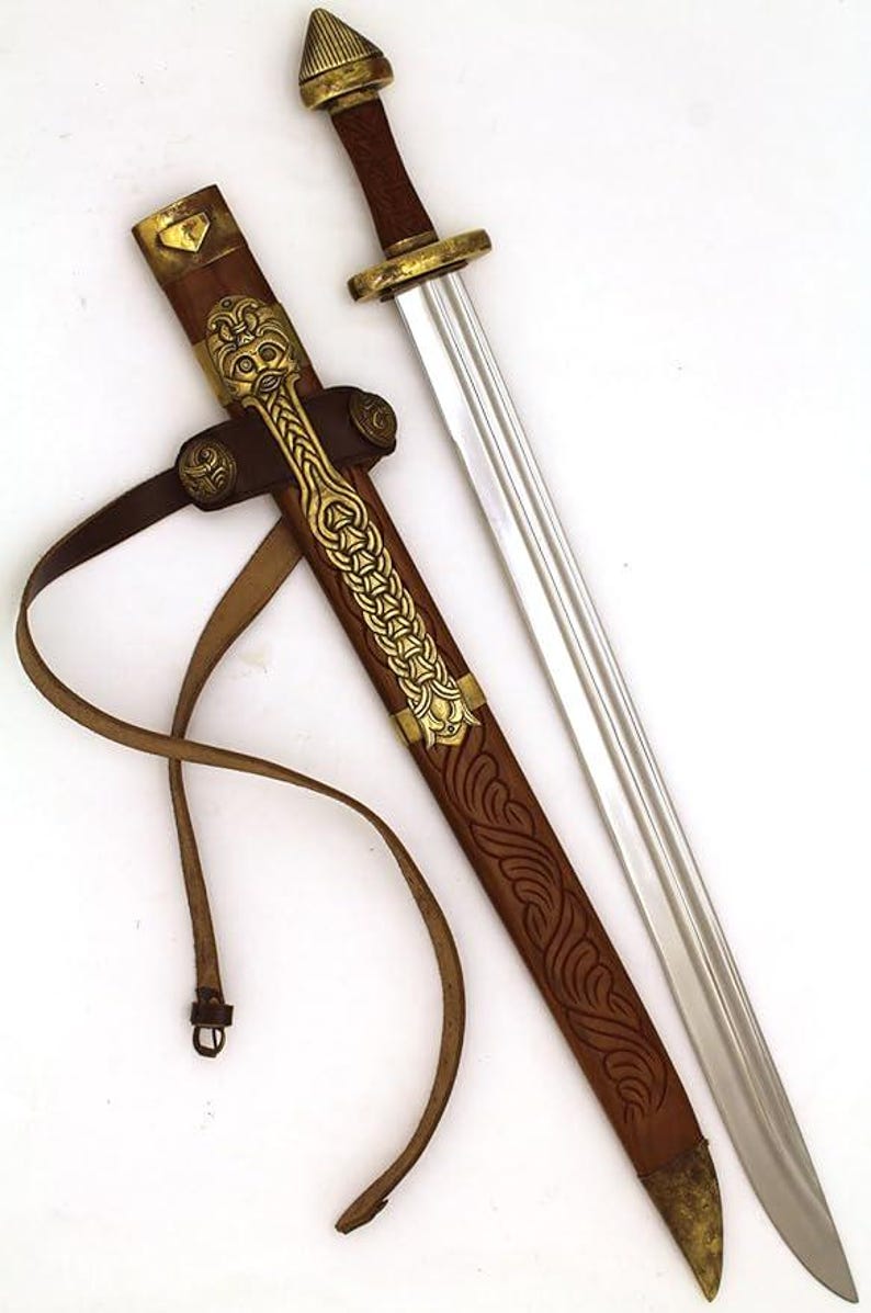 Custom Hand Forged Viking Sword: Medieval Warrior Replica With Scabbard ...