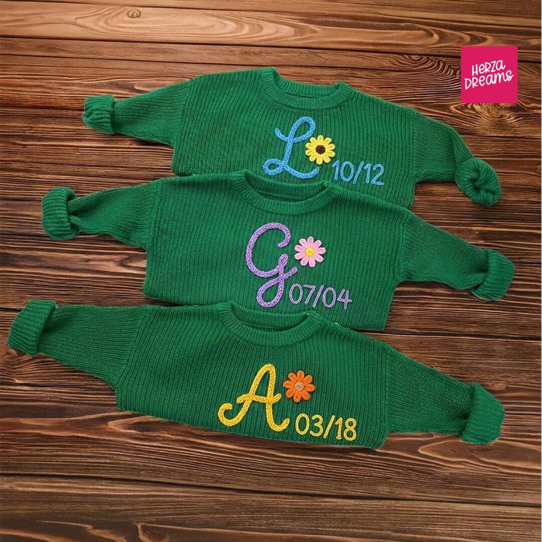 Personalized Baby Sweater Customized Name Knit Embroidered Initial ...