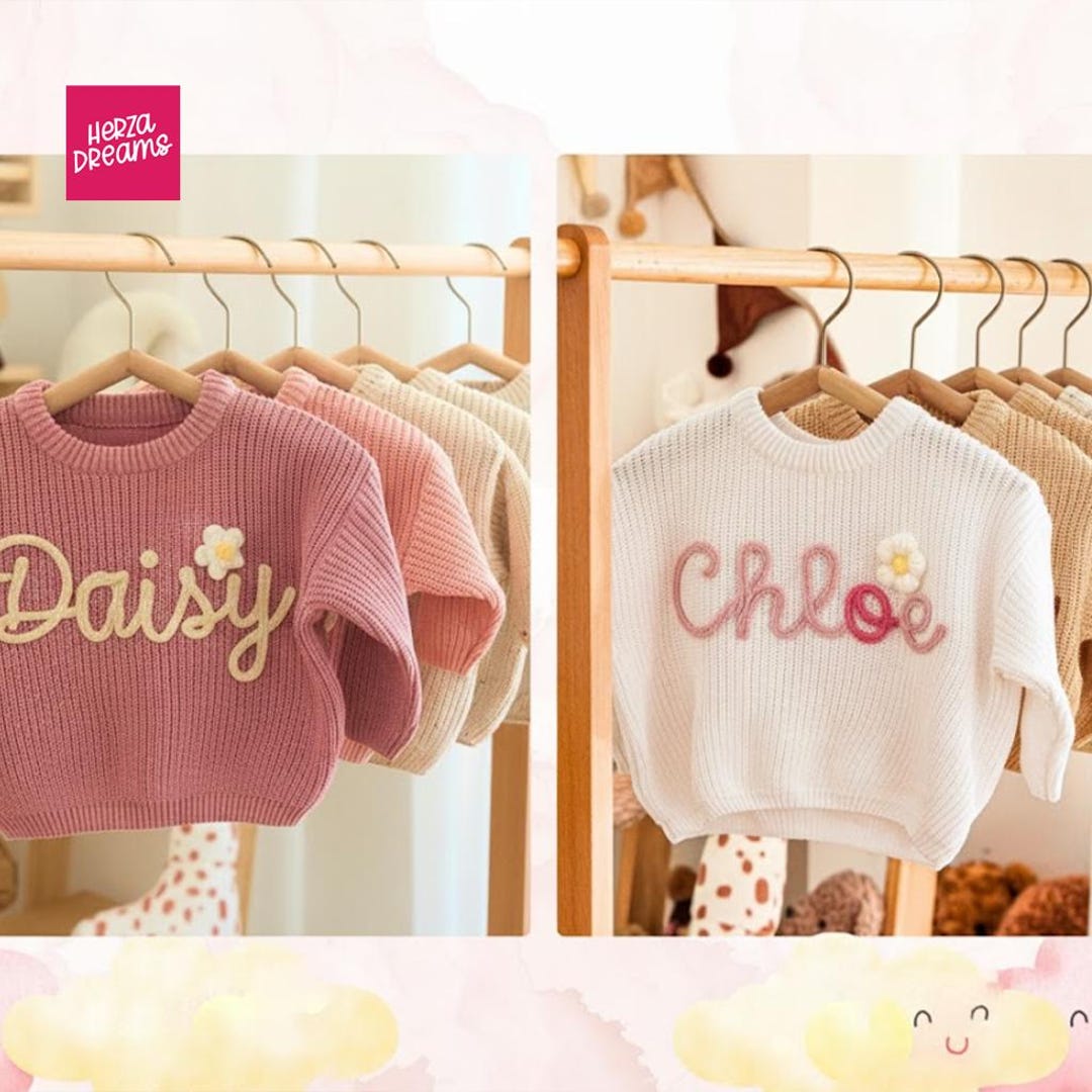 Personalized Baby Sweater Custom Name Knit Outfit Gift for Newborn Girl ...