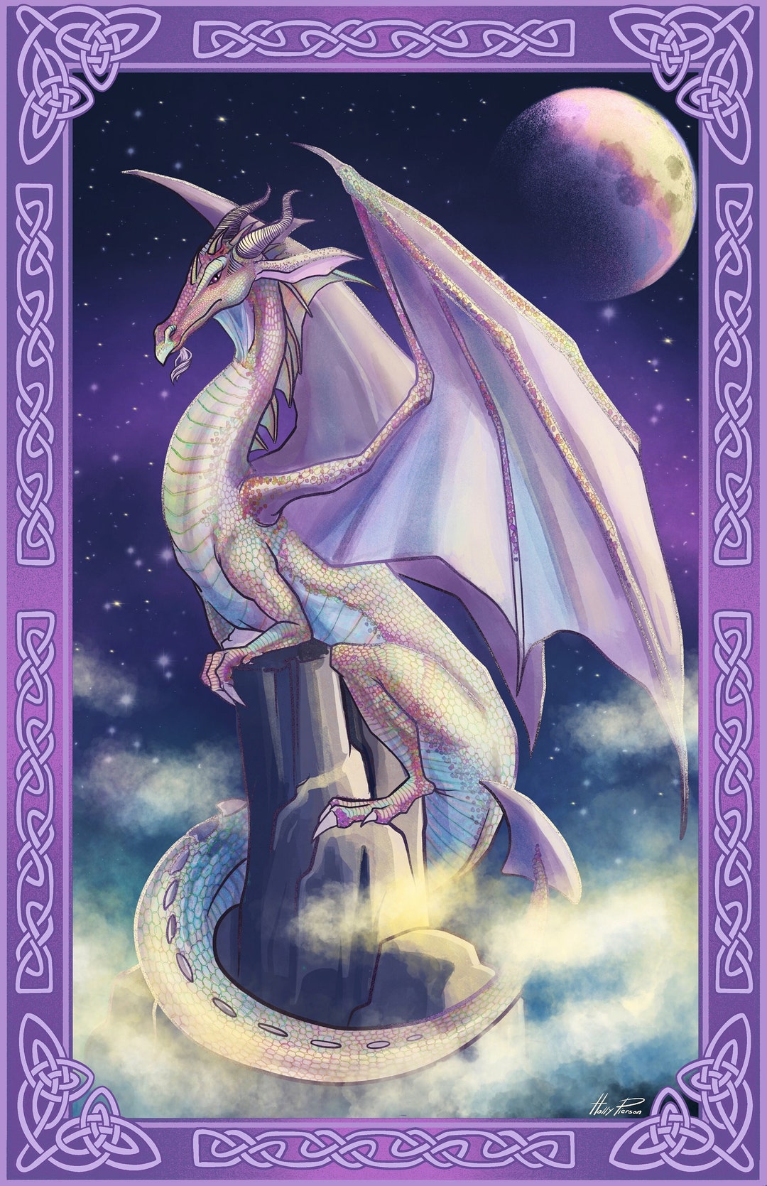 Purple Dragon Art Print - Etsy
