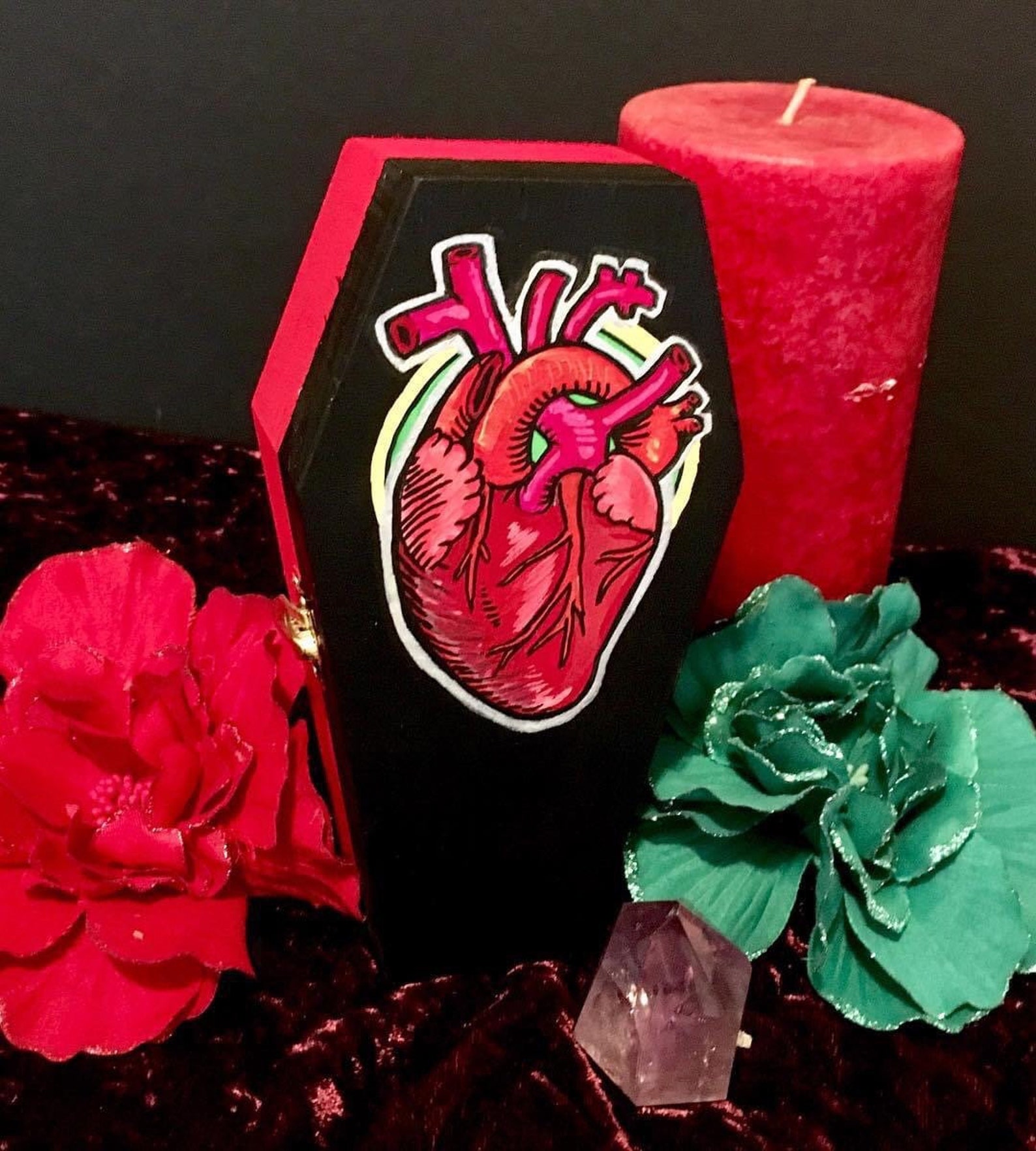 Human Heart Hand Painted Coffin Box - Etsy