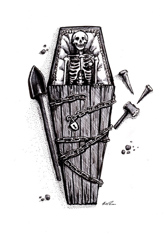 Vampire Coffin Art Print | Etsy