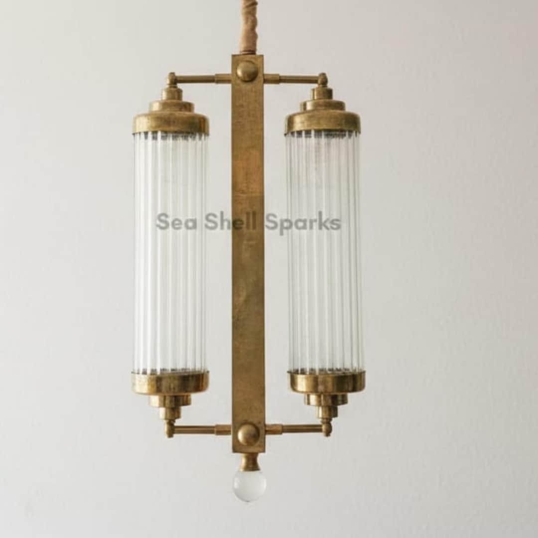 Art Deco Brass & Clear Glass Light | Antique Style Sconce | Maritime ...