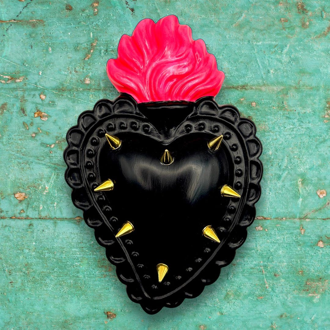 Punk Sacred Heart, Wall Art, Milagro, Wall Decor, Emo, Gothic, Gift for ...