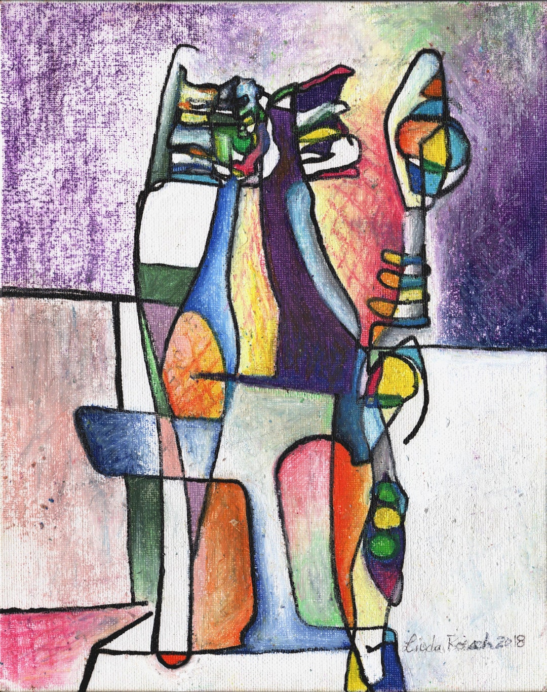 Brush Yer Teeth! - 10x8 Oil Pastel on Canvas in Cubist Style of Picasso ...