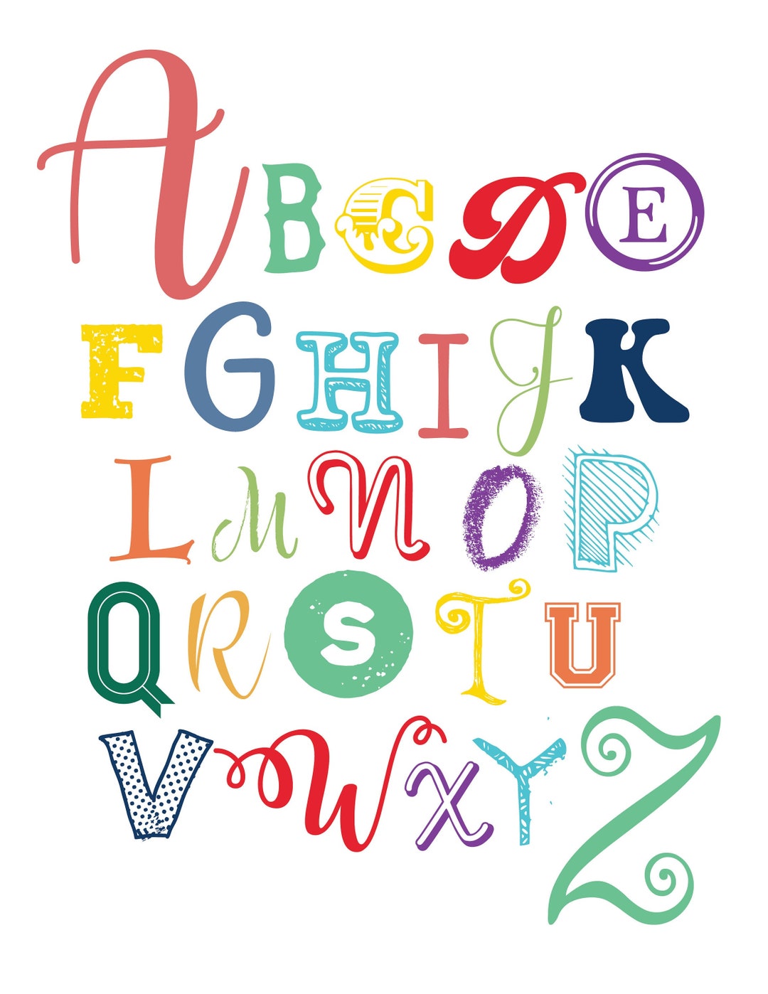 ABCDEFG - Alphabet Printable - Child's Room - Baby Wall Art - Kids Room ...