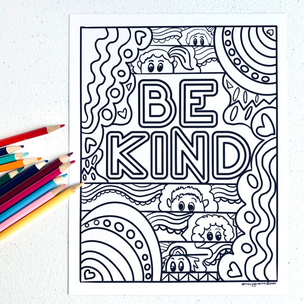 Kindness Coloring Pages - Etsy