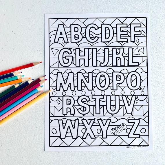 Alphabet Coloring Page ABCDEFG Digital Download | Etsy