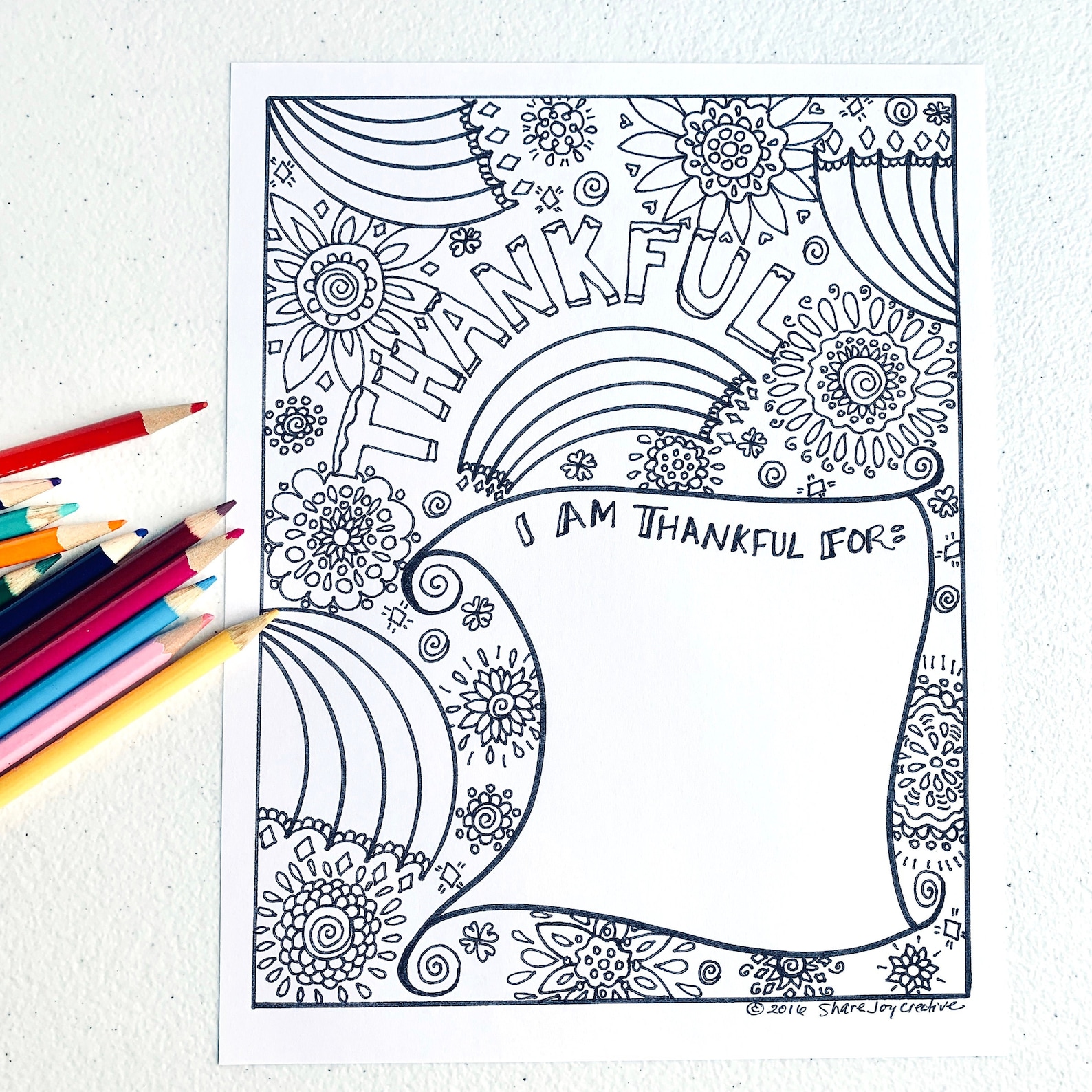 Thankful: I Am Thankful For... Coloring Page - Printable Coloring Page ...