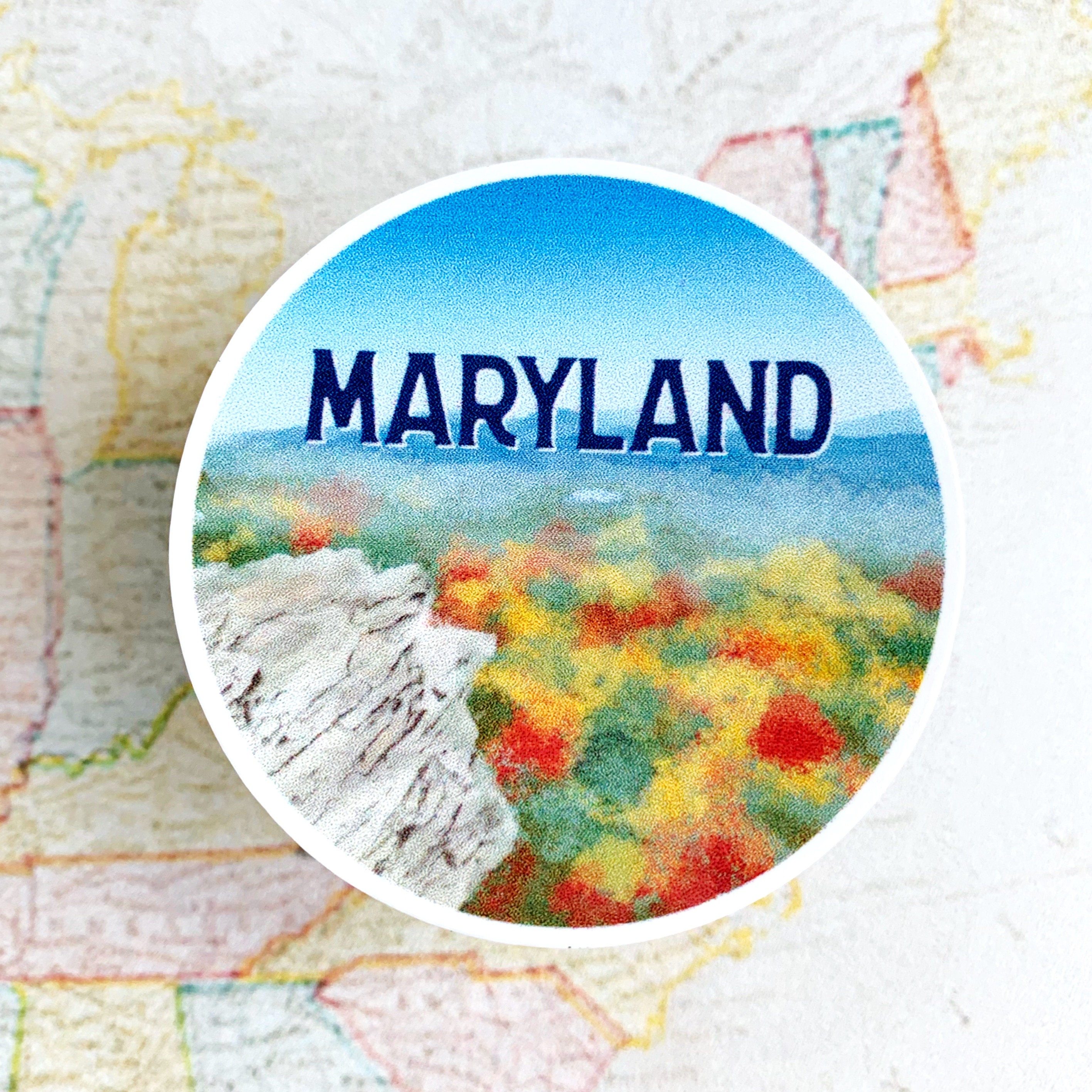 Maryland Sticker Maryland Round Sticker Water Resistant - Etsy Israel