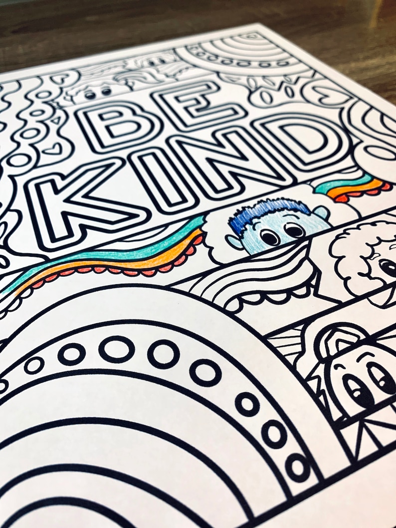 Be Kind Coloring Page Digital Download Printable Coloring Page ...