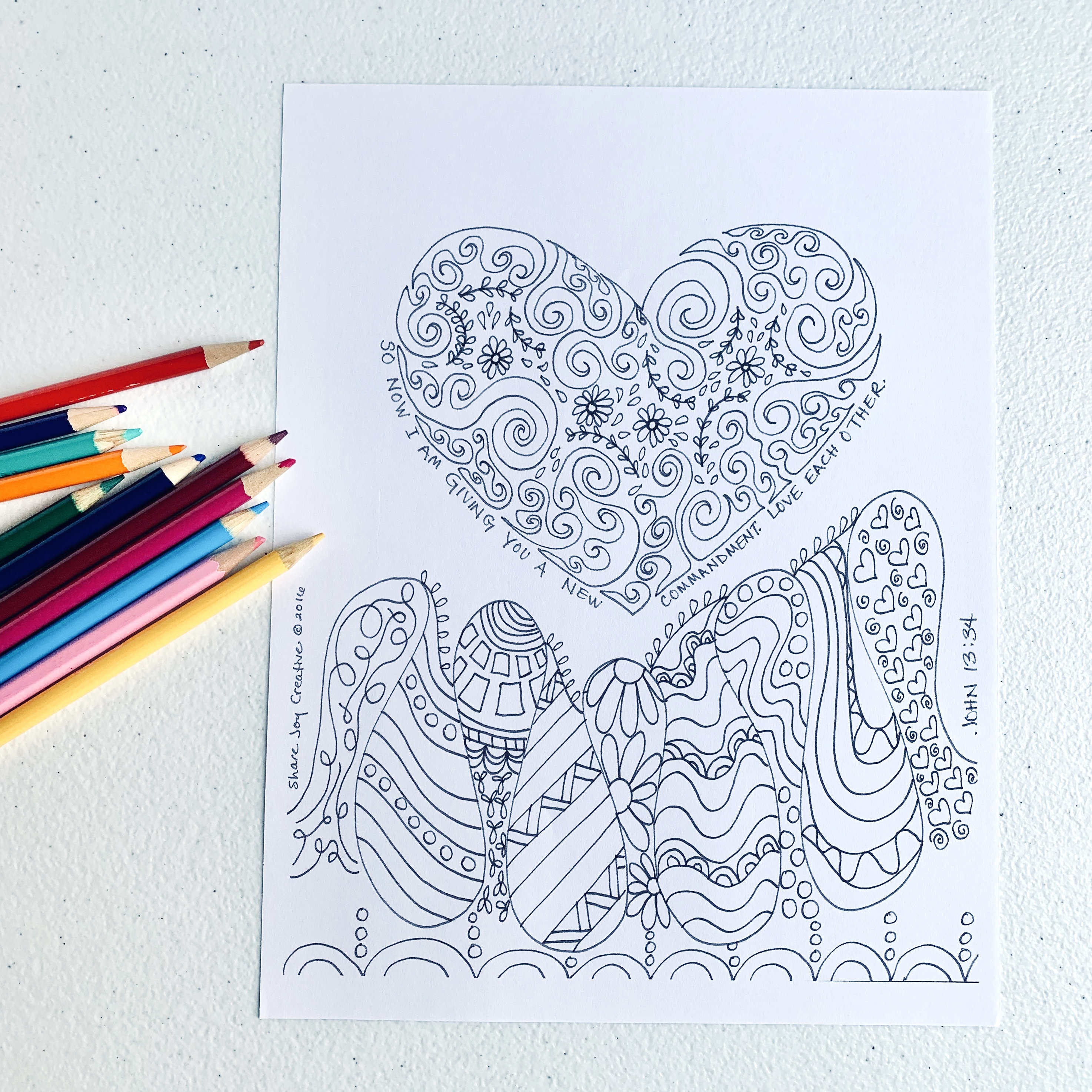 Love Each Other Coloring Page: John 13 Printable Coloring Page ...