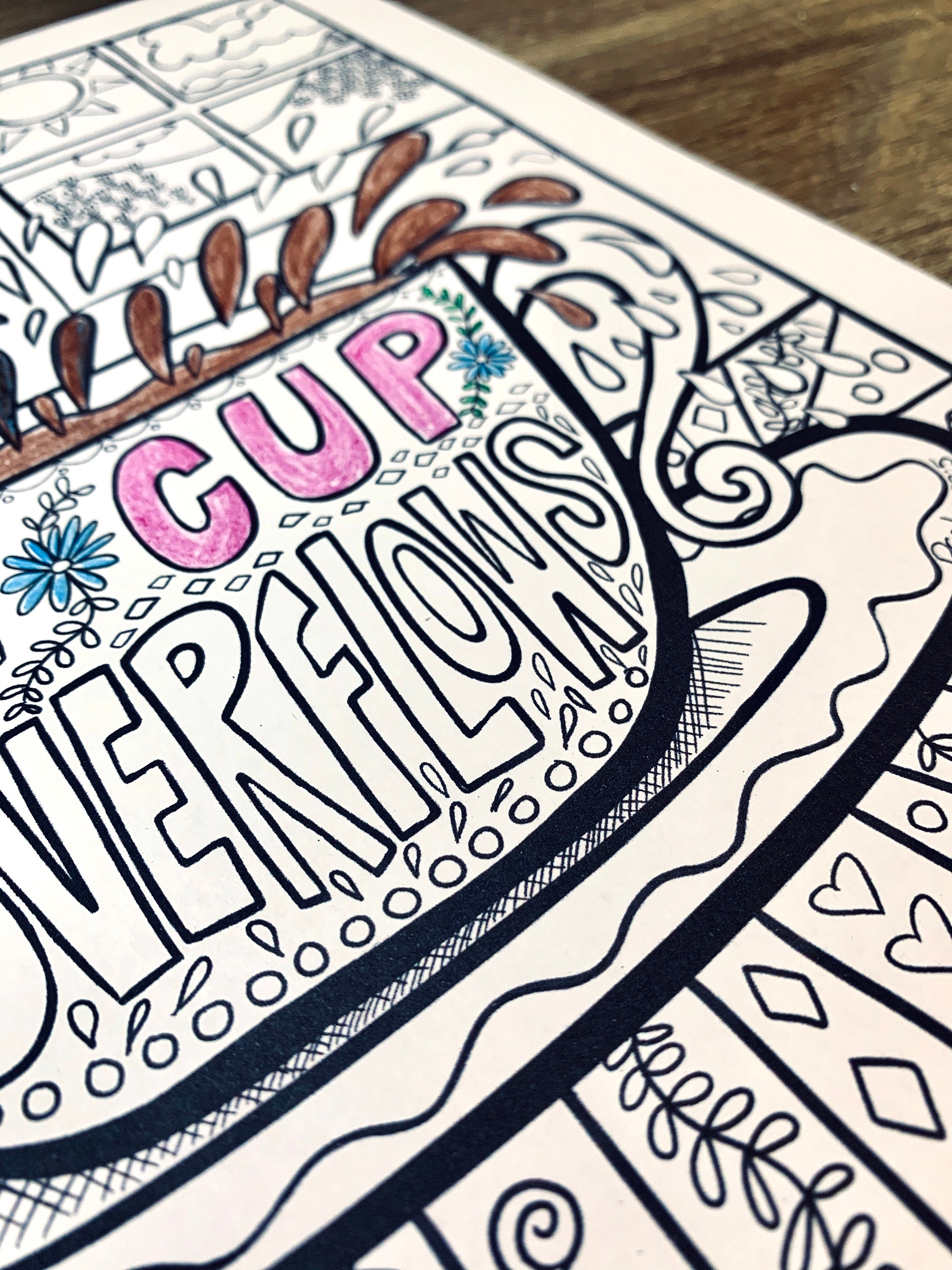 My Cup Overflows Coloring Page - Printable Coloring Page - Downloadable ...