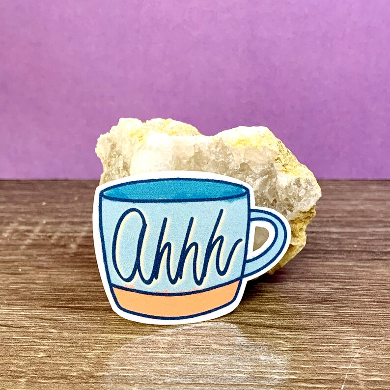Ahhh Coffee or Tea Mug Sticker Water-proof Sticker Coffee - Etsy