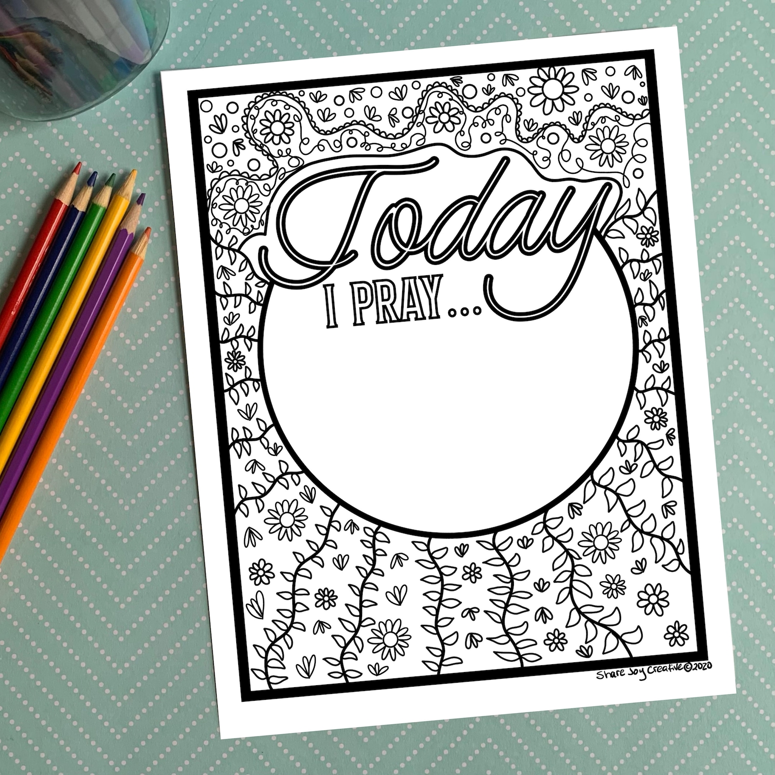 Today I Pray Coloring Page Digital Download Printable Coloring Page ...