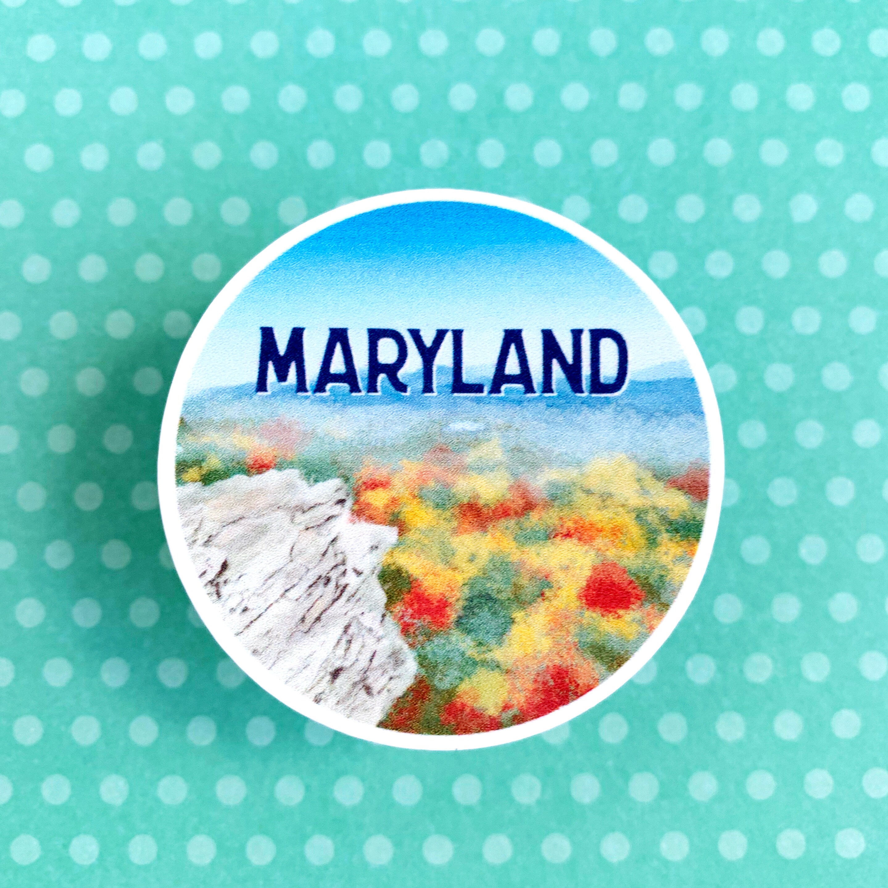 Maryland Sticker Maryland Round Sticker Water Resistant - Etsy Israel