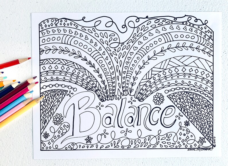 Balance Coloring Page Printable Coloring Page Downloadable | Etsy