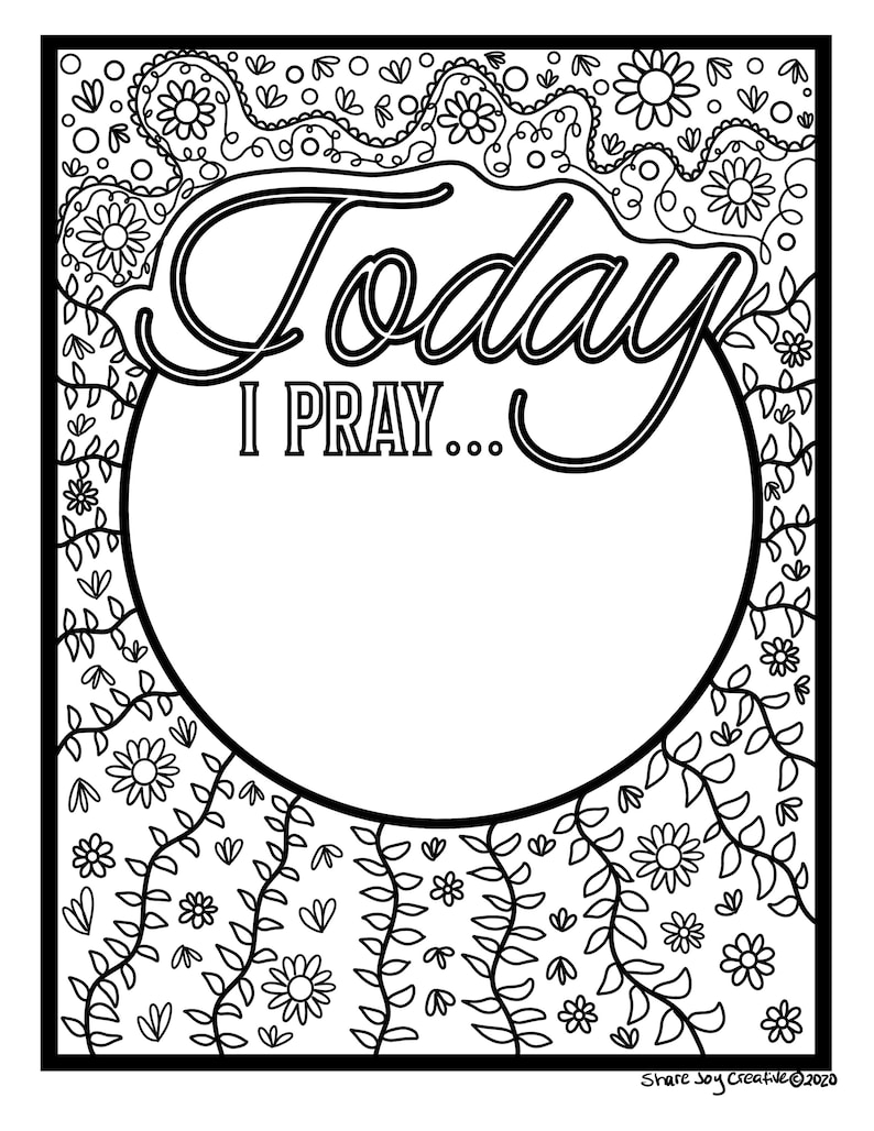 Today I Pray Coloring Page Digital Download Printable Coloring Page ...