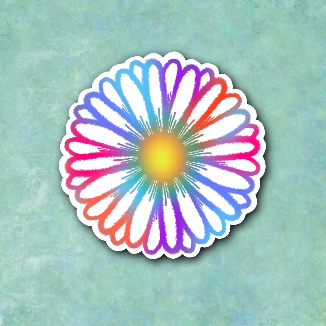 Rainbow Flower Sticker Waterproof Sticker Watercolor Sticker Circle ...