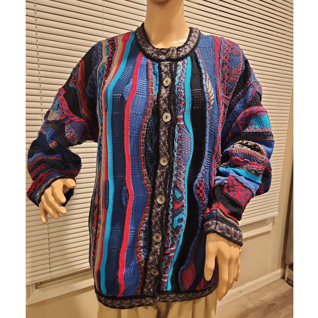 Vintage Coogi Australia Sweater Women's Cardigan Multicolored Textured ...
