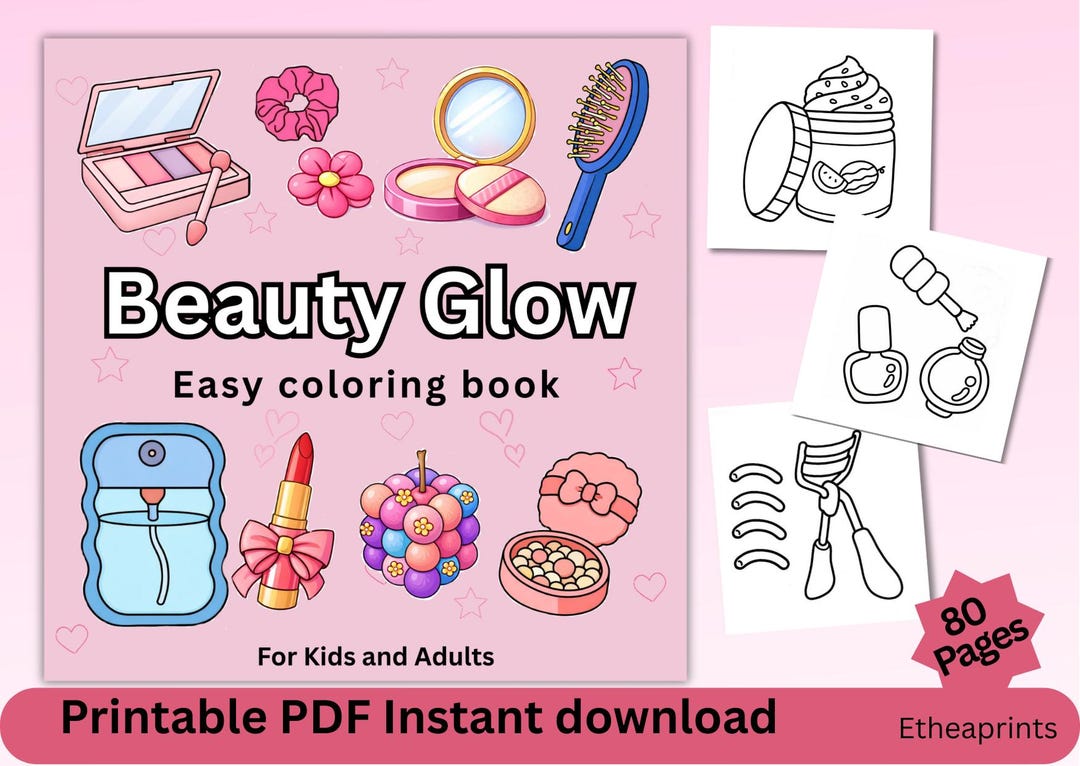 Beauty Glow Coloring Book-skincare & Makeup Inspired Relaxation Pages ...