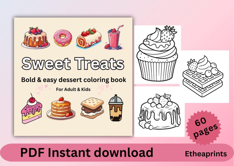 Buy Sweet Treat Coloring Book – Bold N Easy Dessert Designs | PDF ...