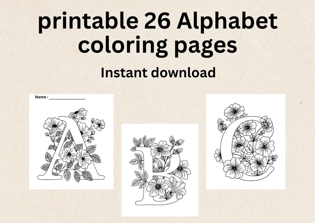Buy 26 Alphabet Coloring Pages A-Z | Printable Kids' Fun Activity ...