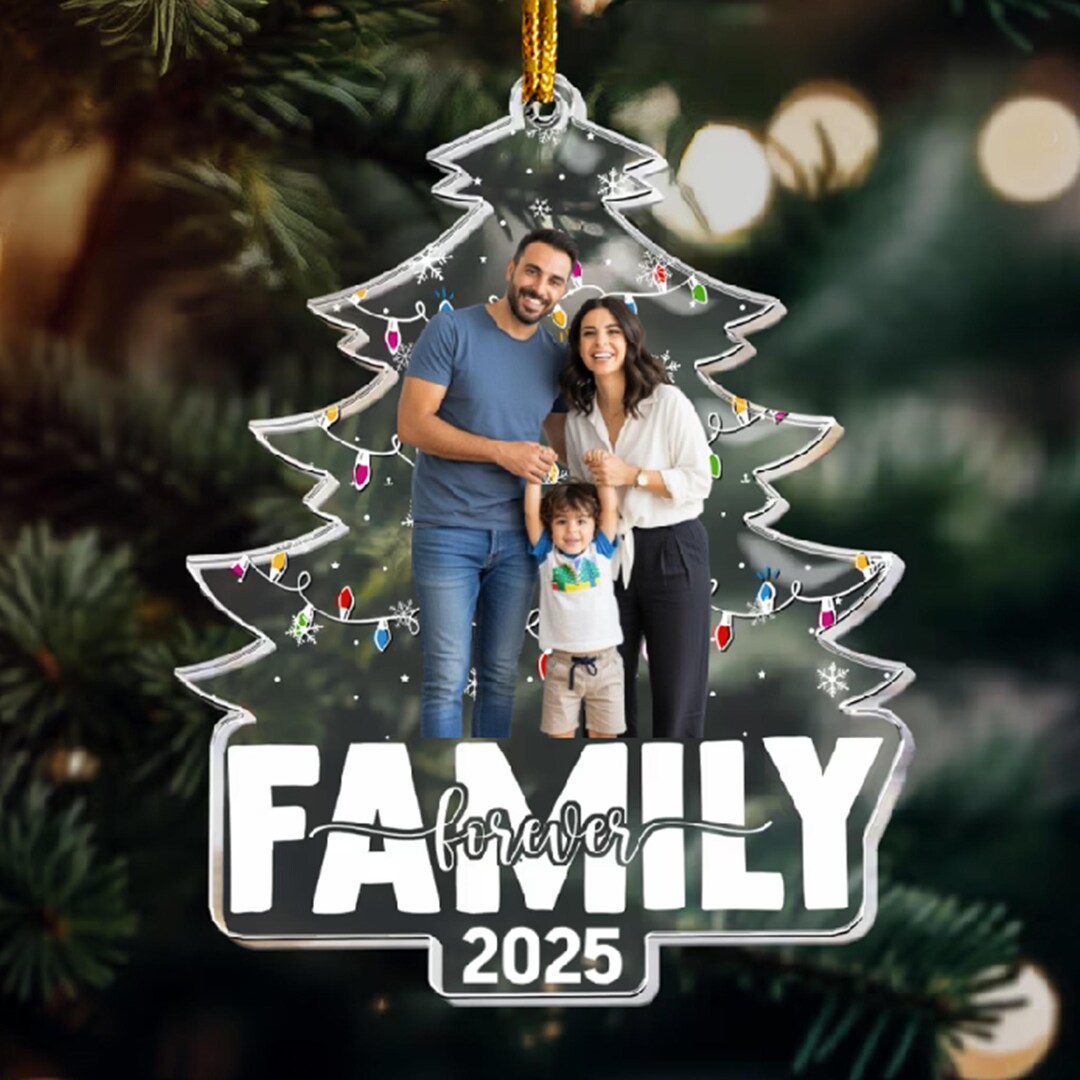 Personalized Family Photo Christmas Tree Shape Acrylic Ornament, Custom ...