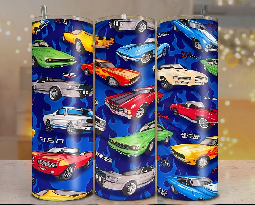 Muscle Car Tumbler Wrap | Vintage Hot Rod Flames (PNG) - Etsy