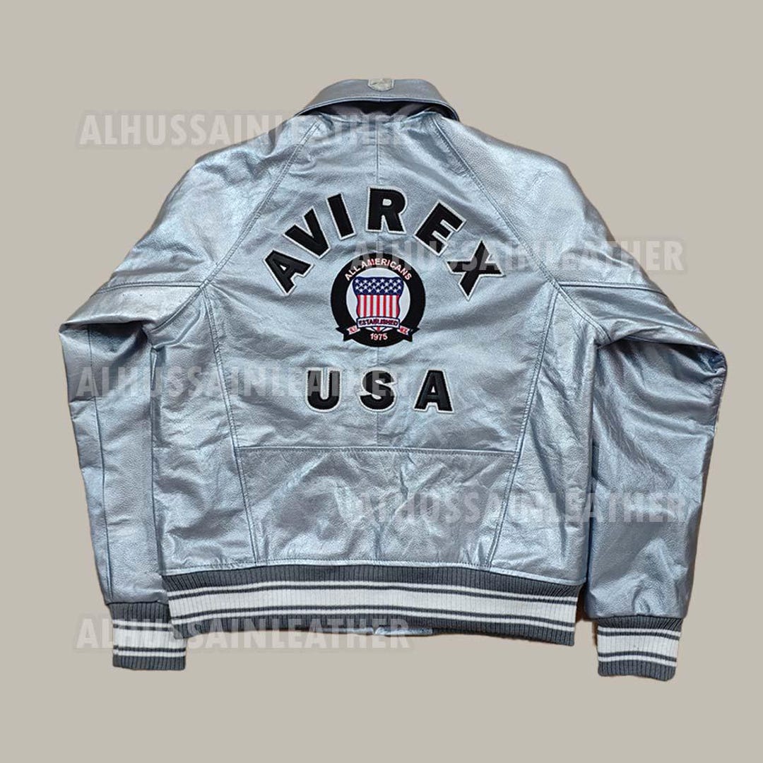 Vintage Avirex Leather Jacket Men’s Bomber Coat Retro 90s Streetwear ...