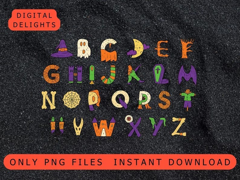 Halloween Doodle Font PNG, Spooky Letters (digital Download) - Etsy