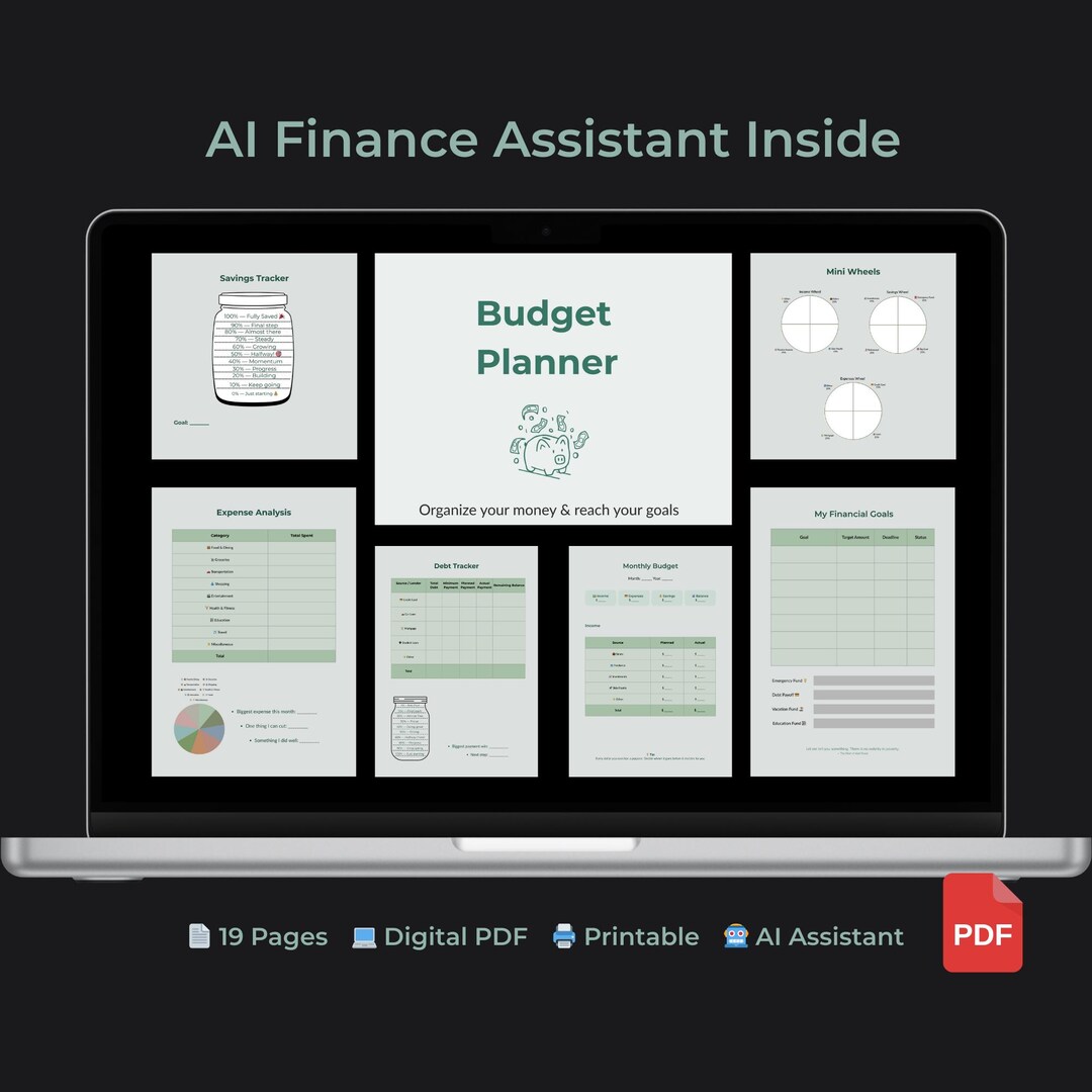 AI Budget Planner | Digital Expense & Savings Tracker PDF (light Theme ...