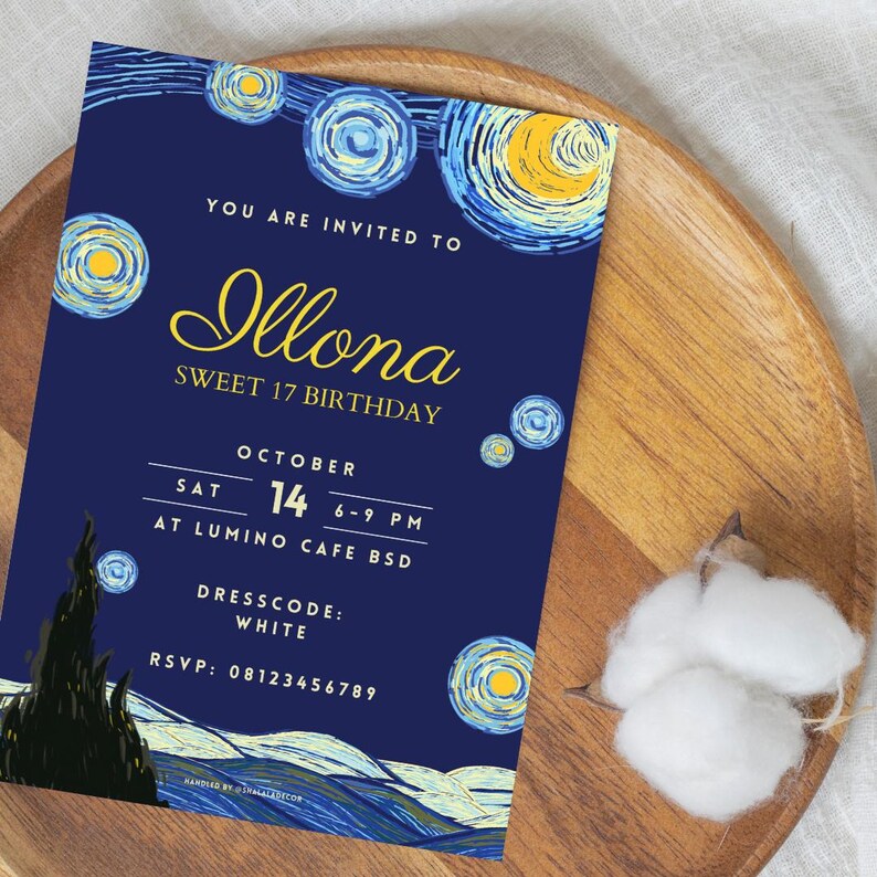 Starry Night Van Gogh Invitation Template - Etsy
