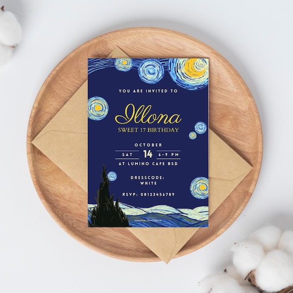 Starry Night Invitation - Etsy