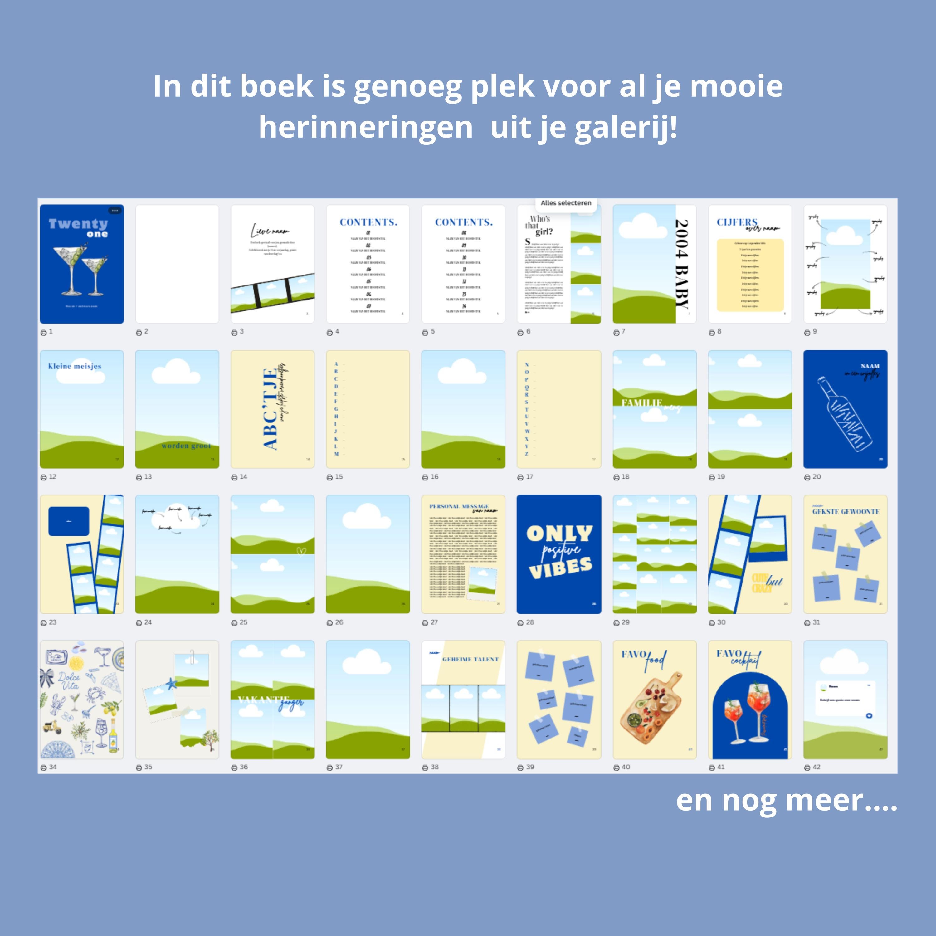 21 diner boek • aanpasbaar Canva template • 50+ pagina's • thema ciao ...