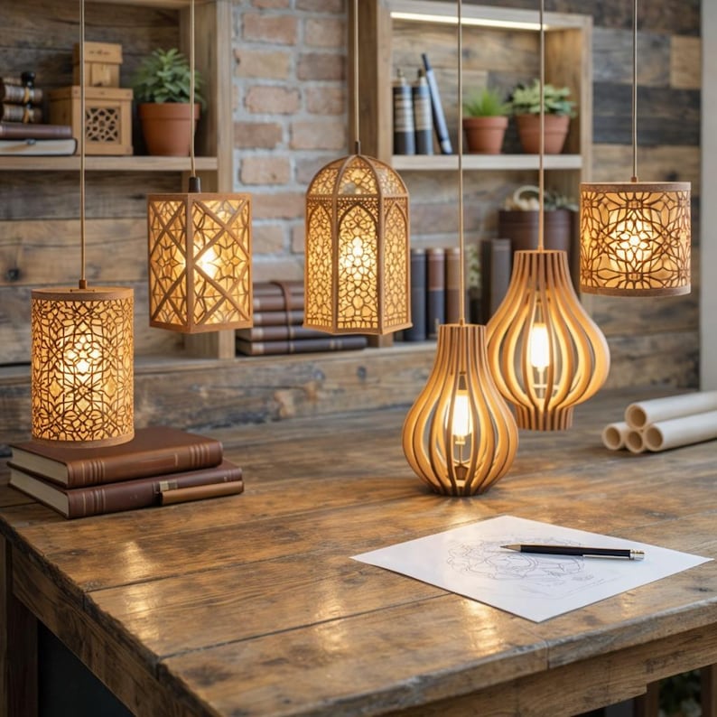300+ Laser Cut Wooden Lamp Designs Bundle | CNC, Glowforge Lantern ...
