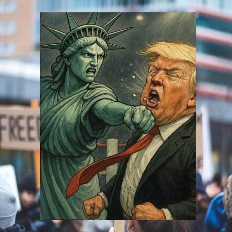 Statue of Liberty Protest Sign, He is an Idiot Political Sign, Protest ...