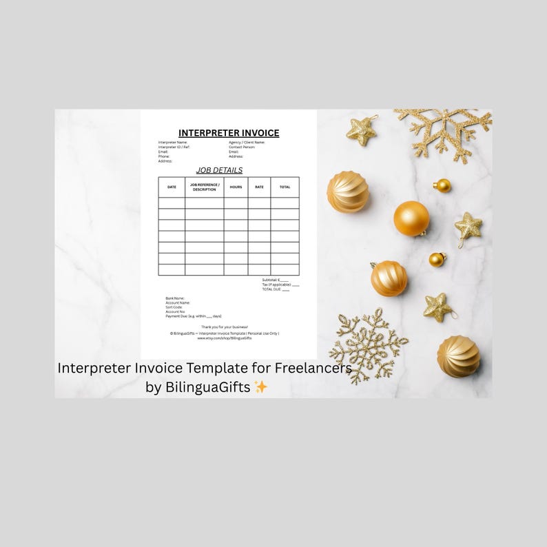 Interpreter Invoice Template | Editable PDF for Freelance Interpreters ...