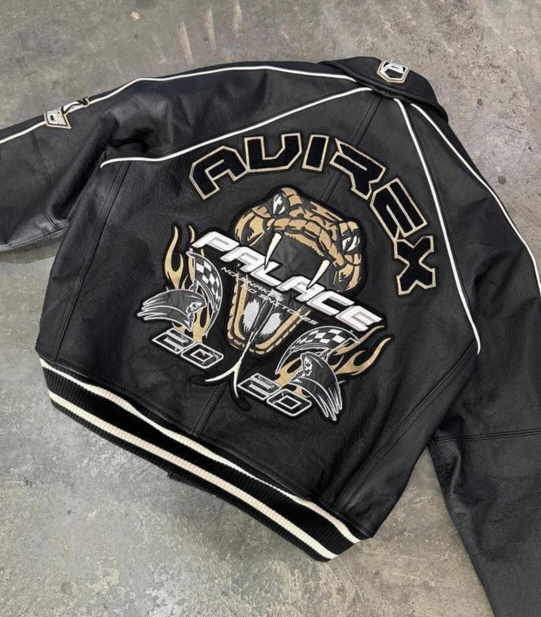 Avirex X Palace 2020 Leather Jacket, Genuine Cowsoft, Cafe Racer Style ...