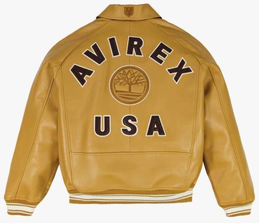 Avirex Style Tan Leather Varsity Jacket - Genuine Cowsoft - Streetwear ...