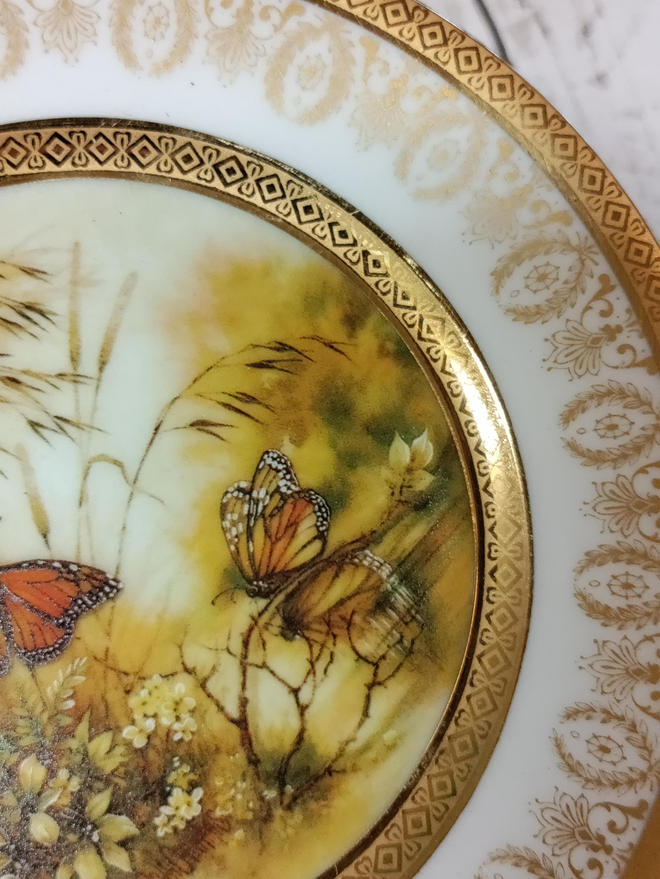 6" Decorator Plate Gold Gilded Butterfly Series Beautiful Porcelain - Etsy