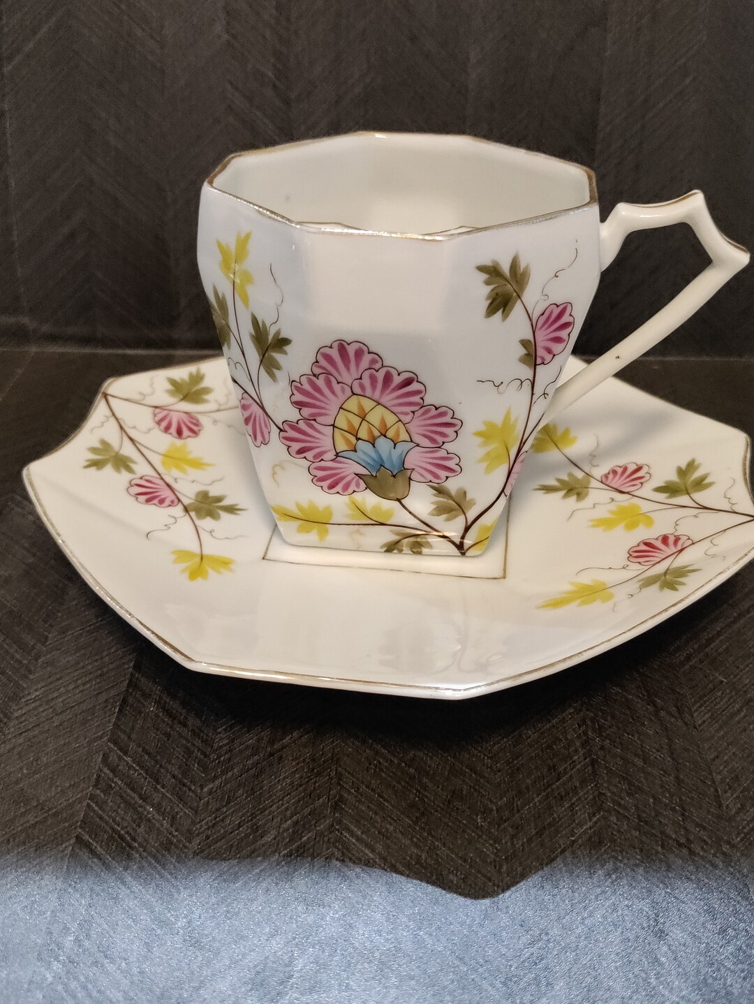 Teacup and Saucer, Odd Shaped Porcelain, Asian Inspired to Me, Flawless ...