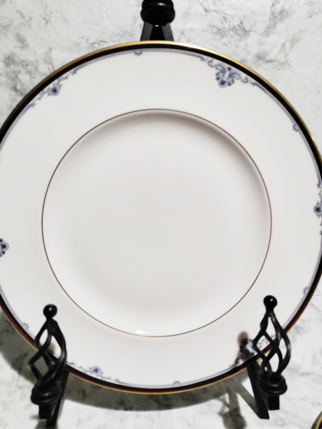 Dinner Plate Vintage Princeton Royal Doulton Blue White Gold Porcelain ...