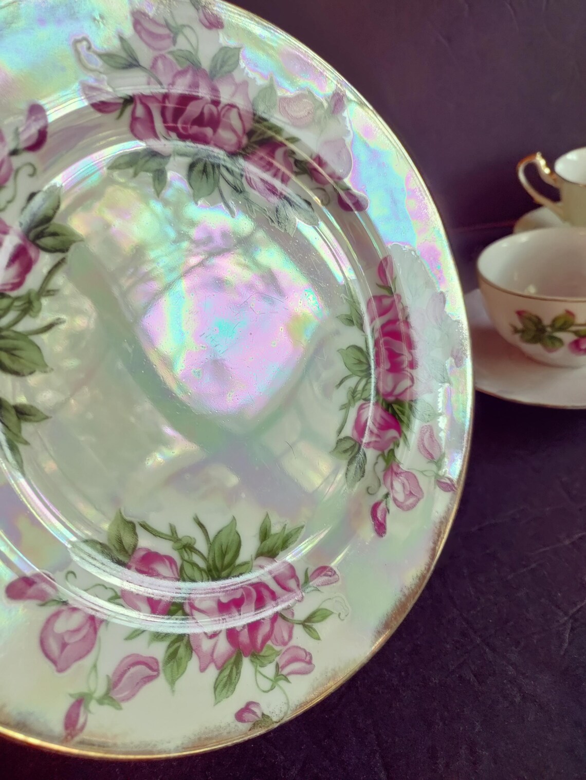 8 PC Collection of Pink Rose China Plates Cups and Saucers and Extra ...