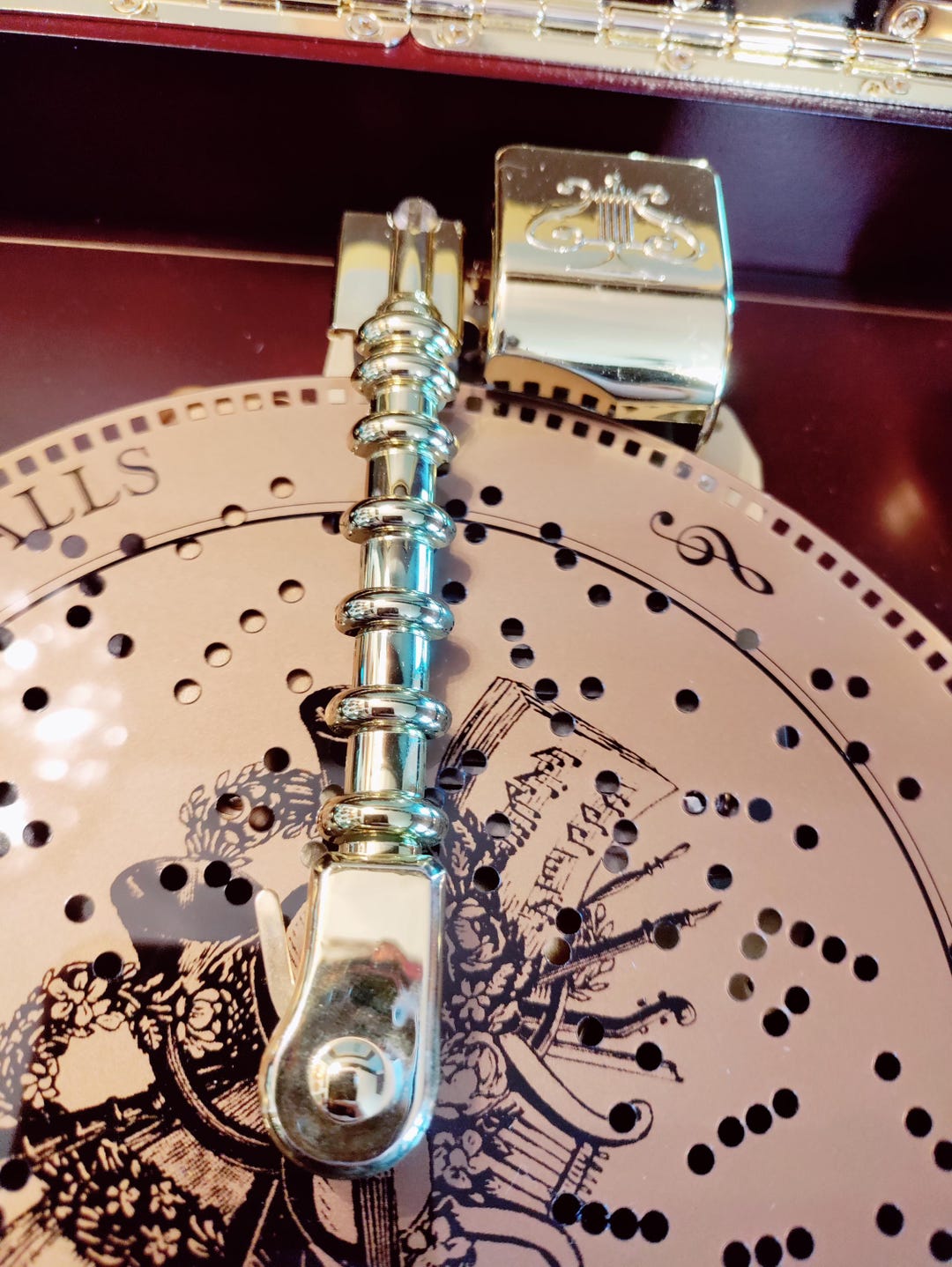 Large Mahogany, Brass, Glass Disc Player Music Box Wonderful Unique ...