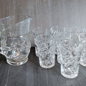 ANCHOR HOCKING Prescut Glasses/ Pitcher/ and Small Tray 12pc - Etsy