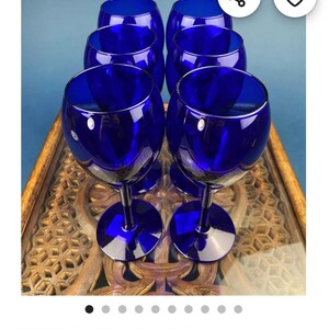 True Cobalt Blue Wine Glasses. Set of 6 Stemware Dark Blue Modern ...
