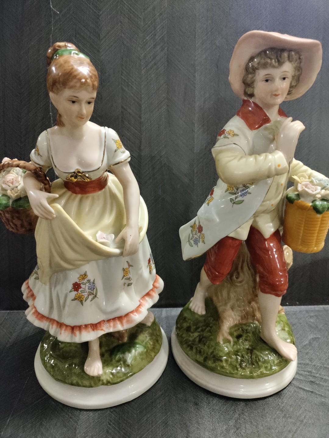 Vintage 12" Leonardo Collection Hand Painted Porcelain Couple Country ...