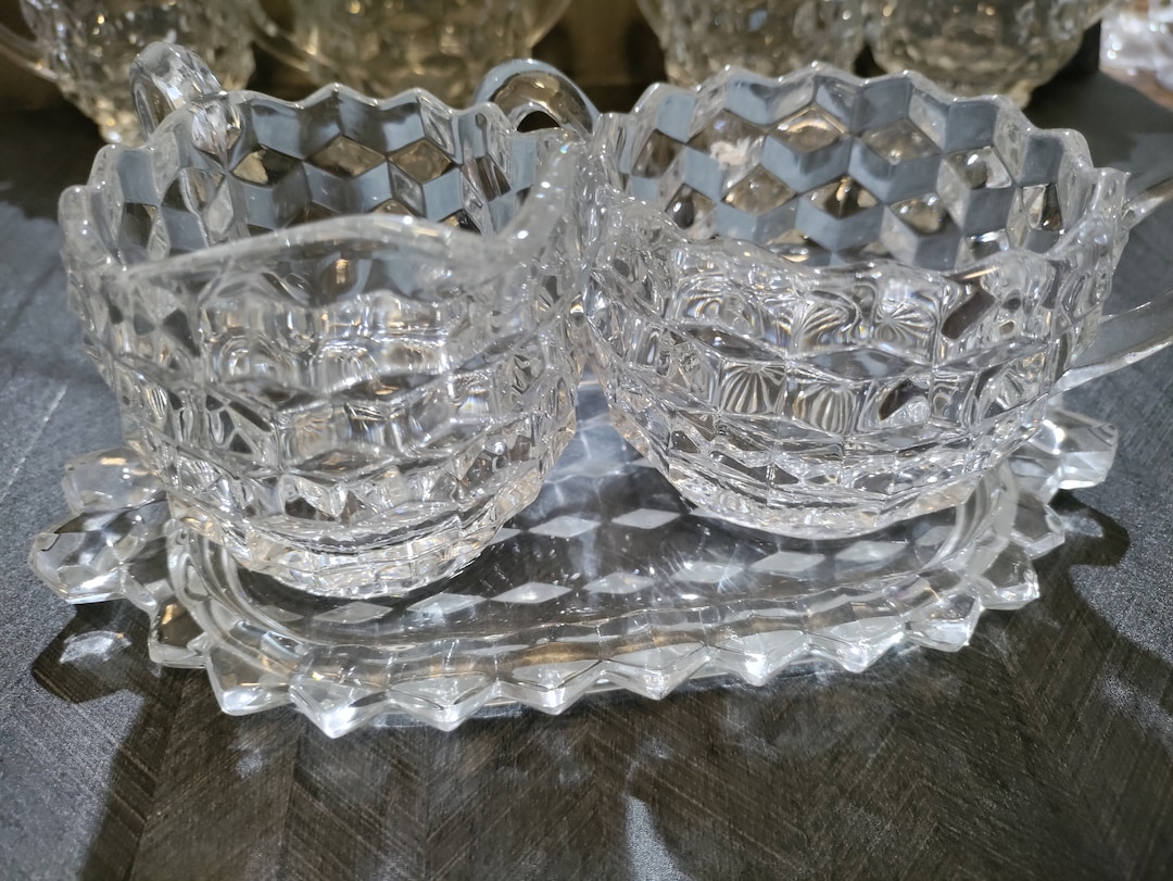 Fostoria AMERICAN Table Size Sugar and Creamer Set With Tray Vintage - Etsy