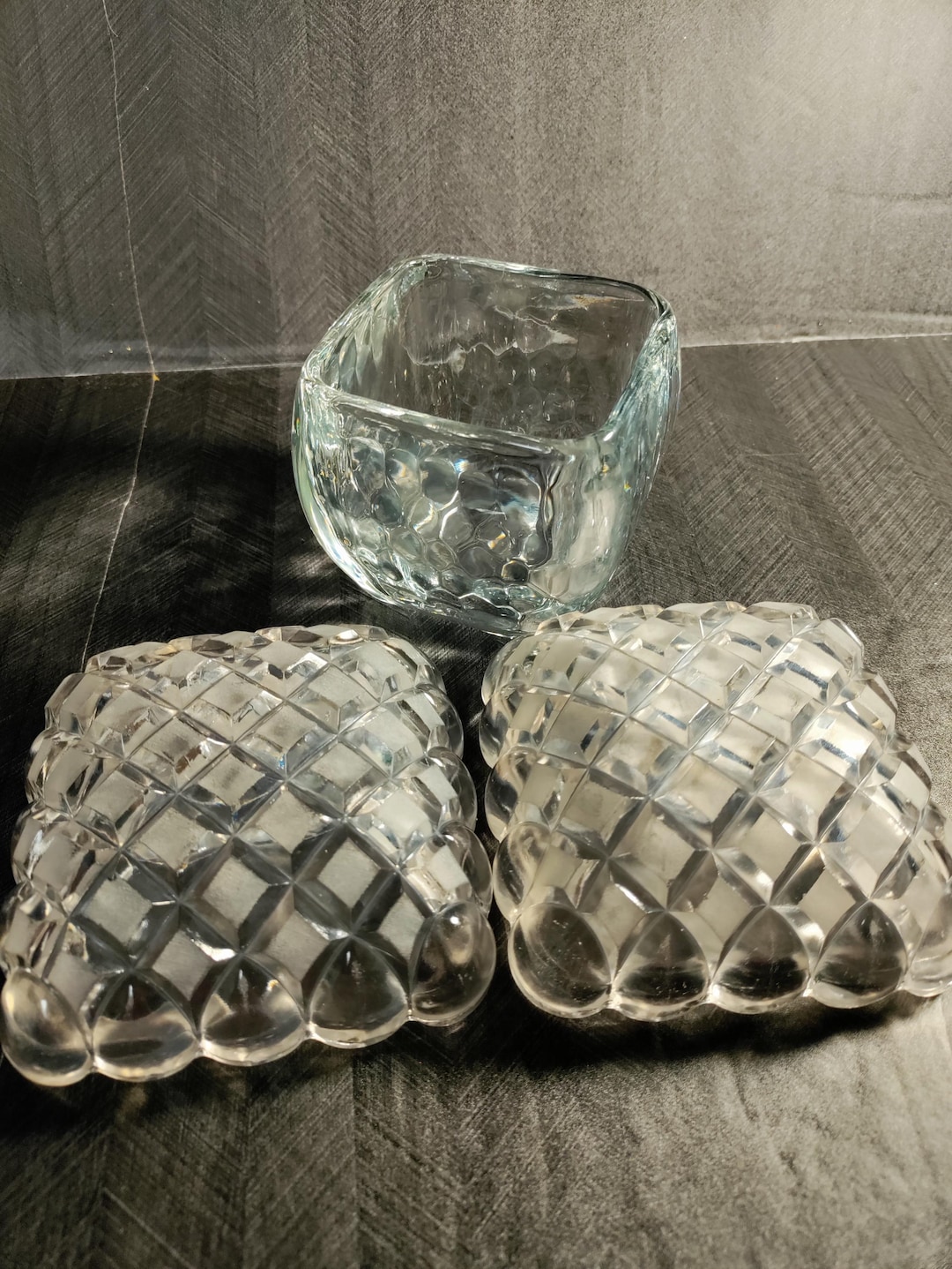 2 Small Crystal Trinket Boxes, Dresser, Desk Top Great Deal - Etsy